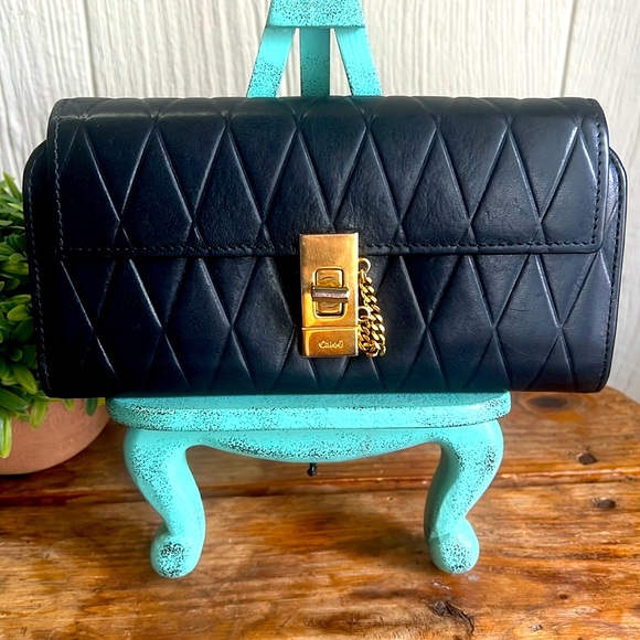 Chloe | Bags | Chloe Quilted Long Wallet With Twist Lock | Poshmark